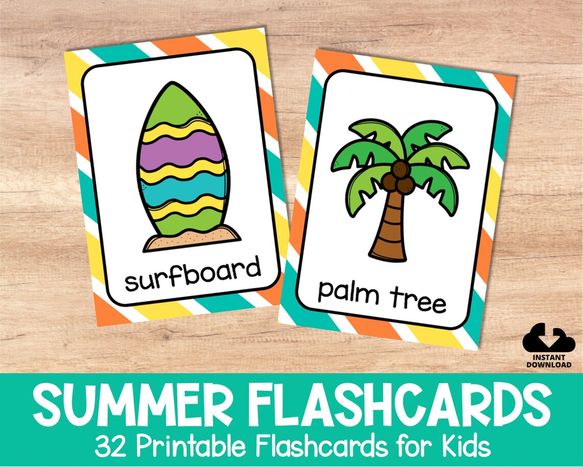 Summer Flashcards for Kids Printable Flashcards for Kindergarten ...