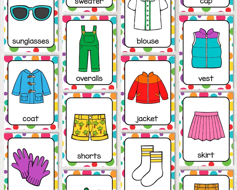 Clothes Flashcards for Kids // Printable Flashcards Great for Toddlers ...