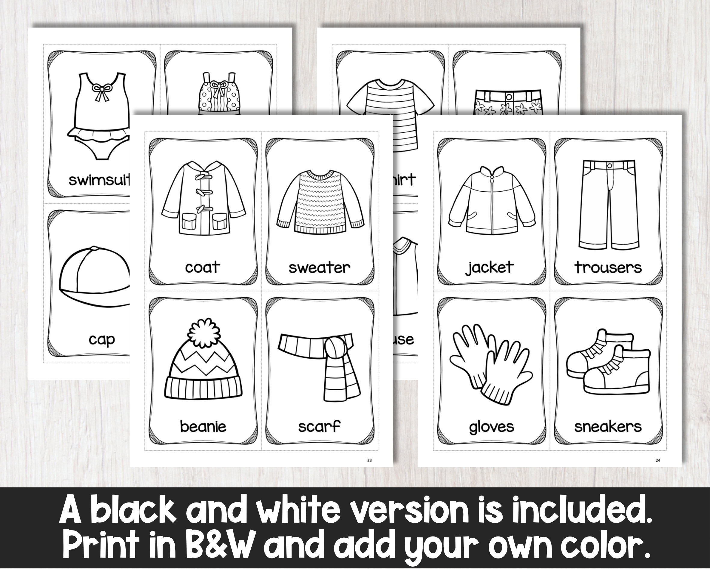 Clothes Flashcards for Kids // Printable Flashcards Great for Toddlers ...