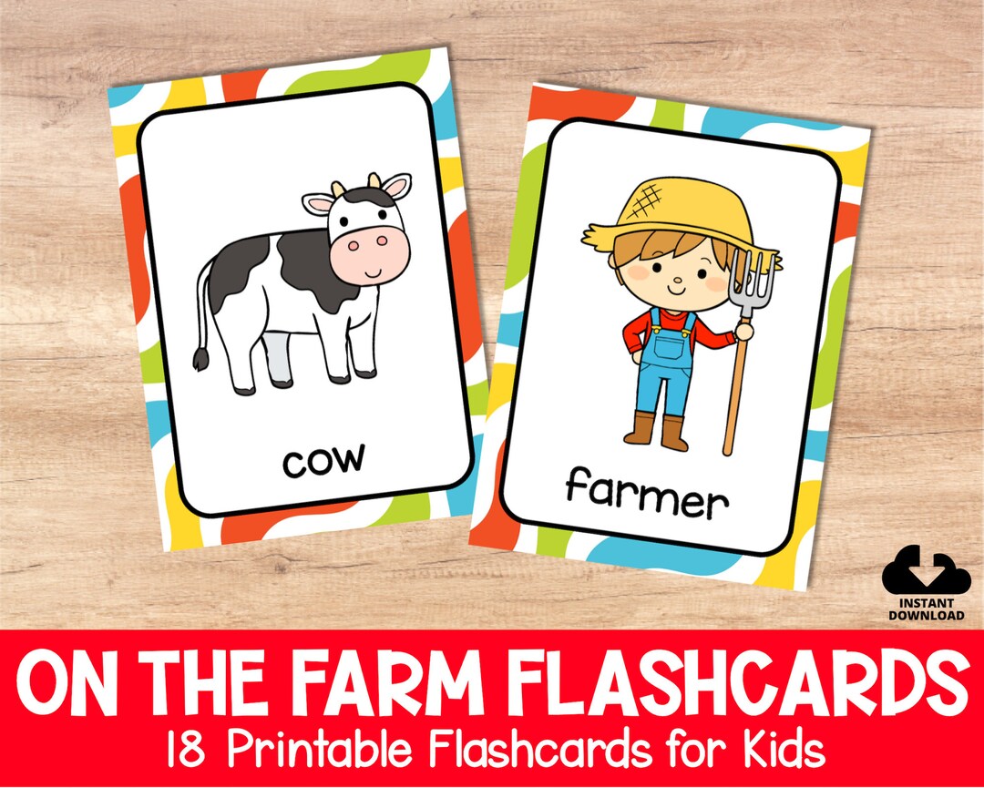 ESL Beginner Flashcards for Kids Vipkid Props for Teaching Farm ...