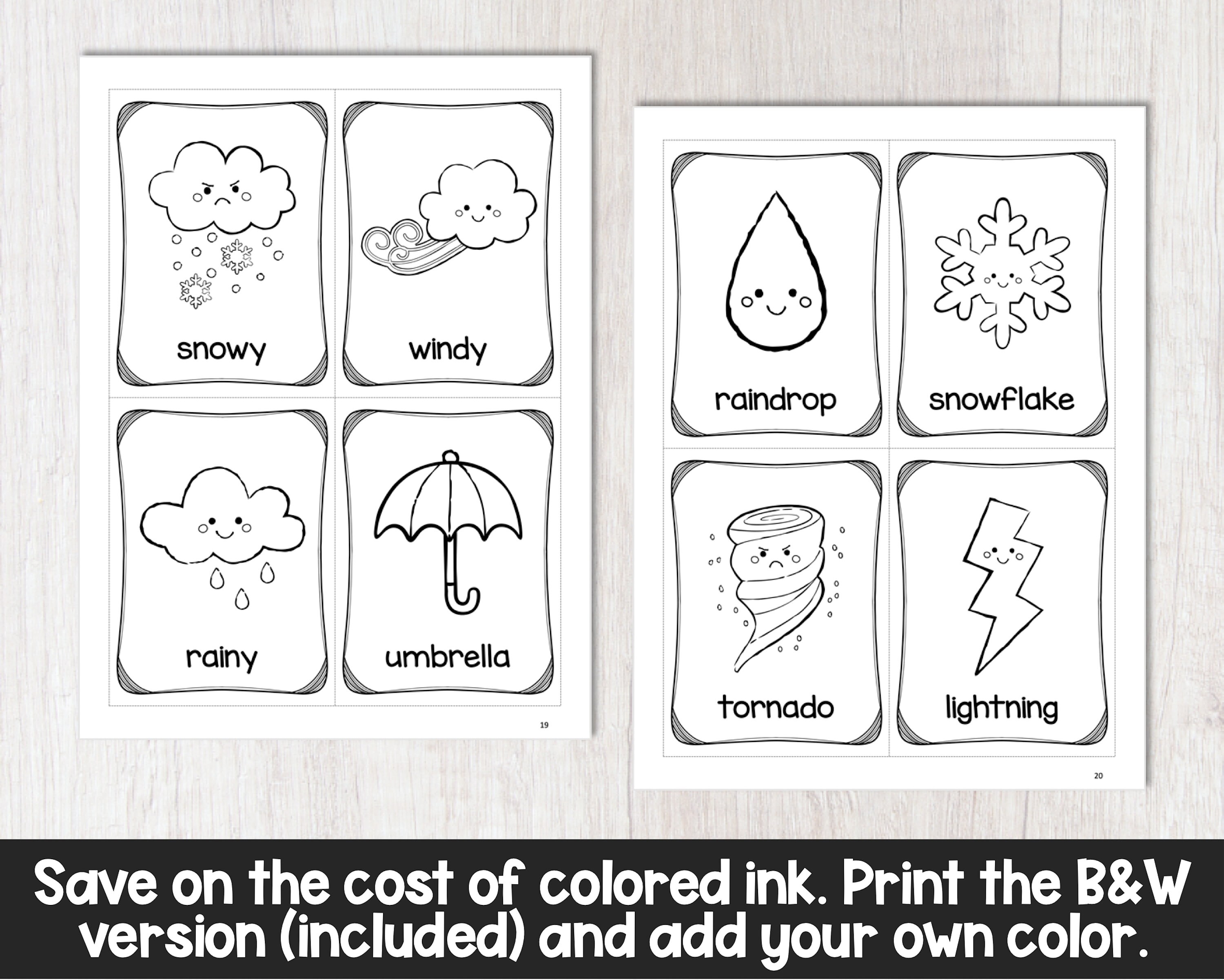 Weather Flashcards for Kids Printable Flashcards for - Etsy