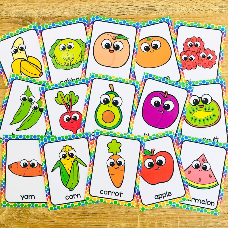 Online ESL and VIPKID Props Printable Fruits and Vegetables | Etsy