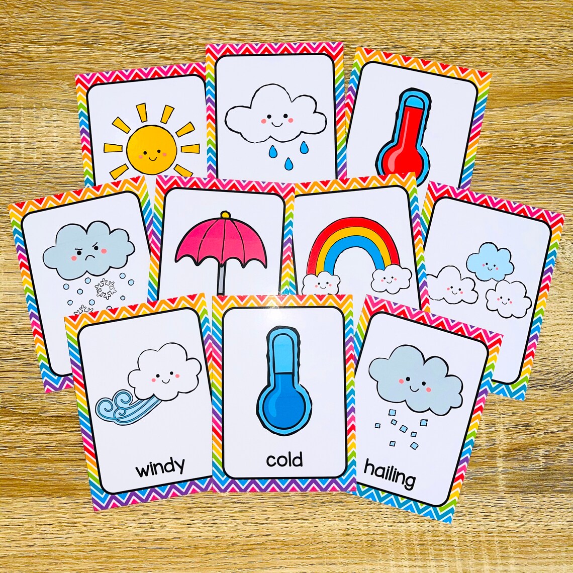 Weather Flashcards for Kids Printable Flashcards for | Etsy