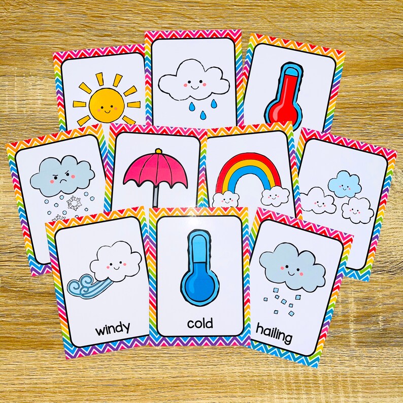 Weather Flashcards for Kids Printable Flashcards for Kindergarten ...