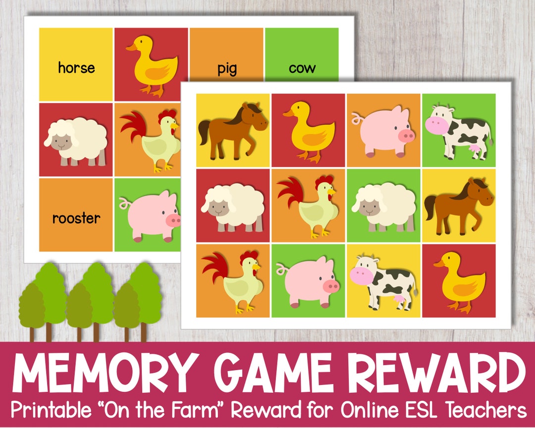 On the Farm Memory Game | VIPKID Reward System | Printable Rewards for ...