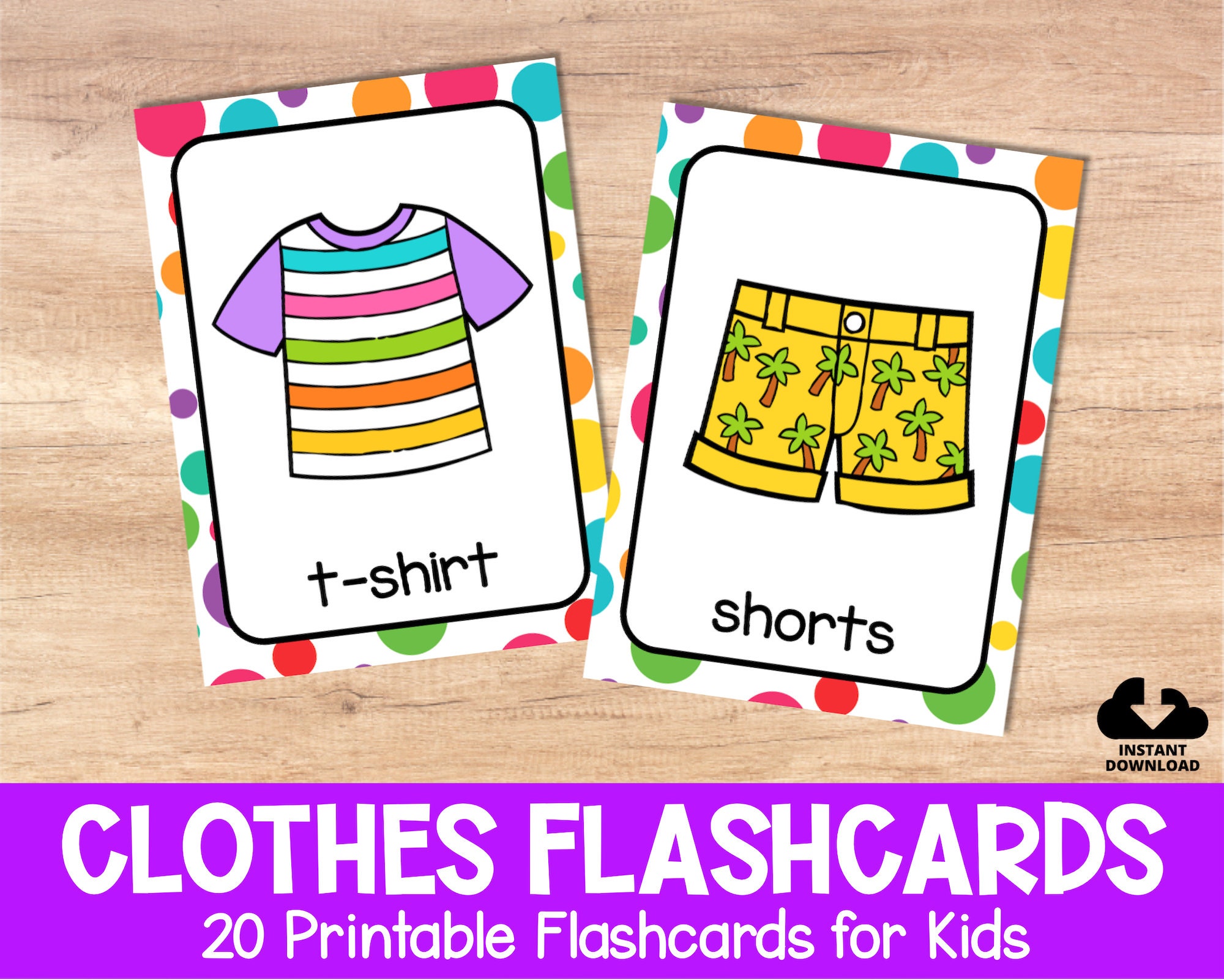 Clothes Flashcards for Kids // Printable Flashcards Great for Toddlers ...