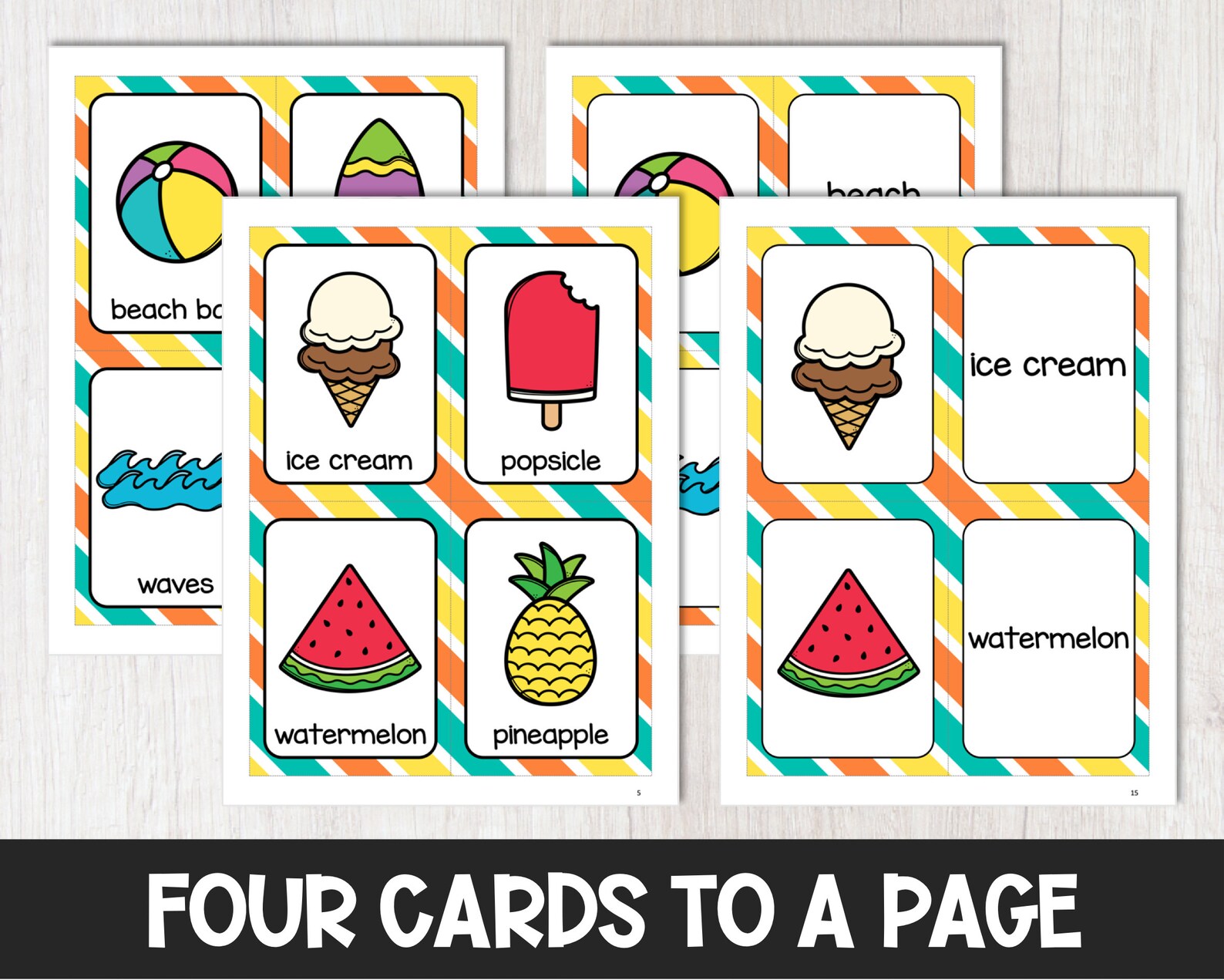 Summer Flashcards for Kids Printable Flashcards for Kindergarten ...