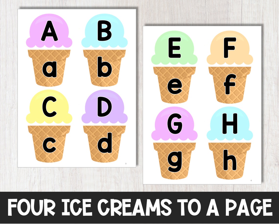Alphabet Ice Creams - Pastel Colors | Printable Letter Matching ...