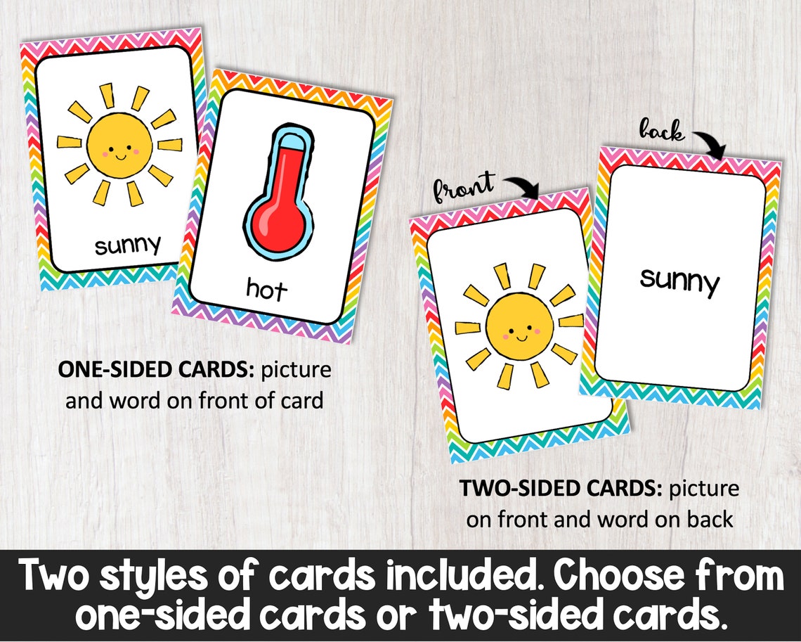 Weather Flashcards for Kids Printable Flashcards for | Etsy