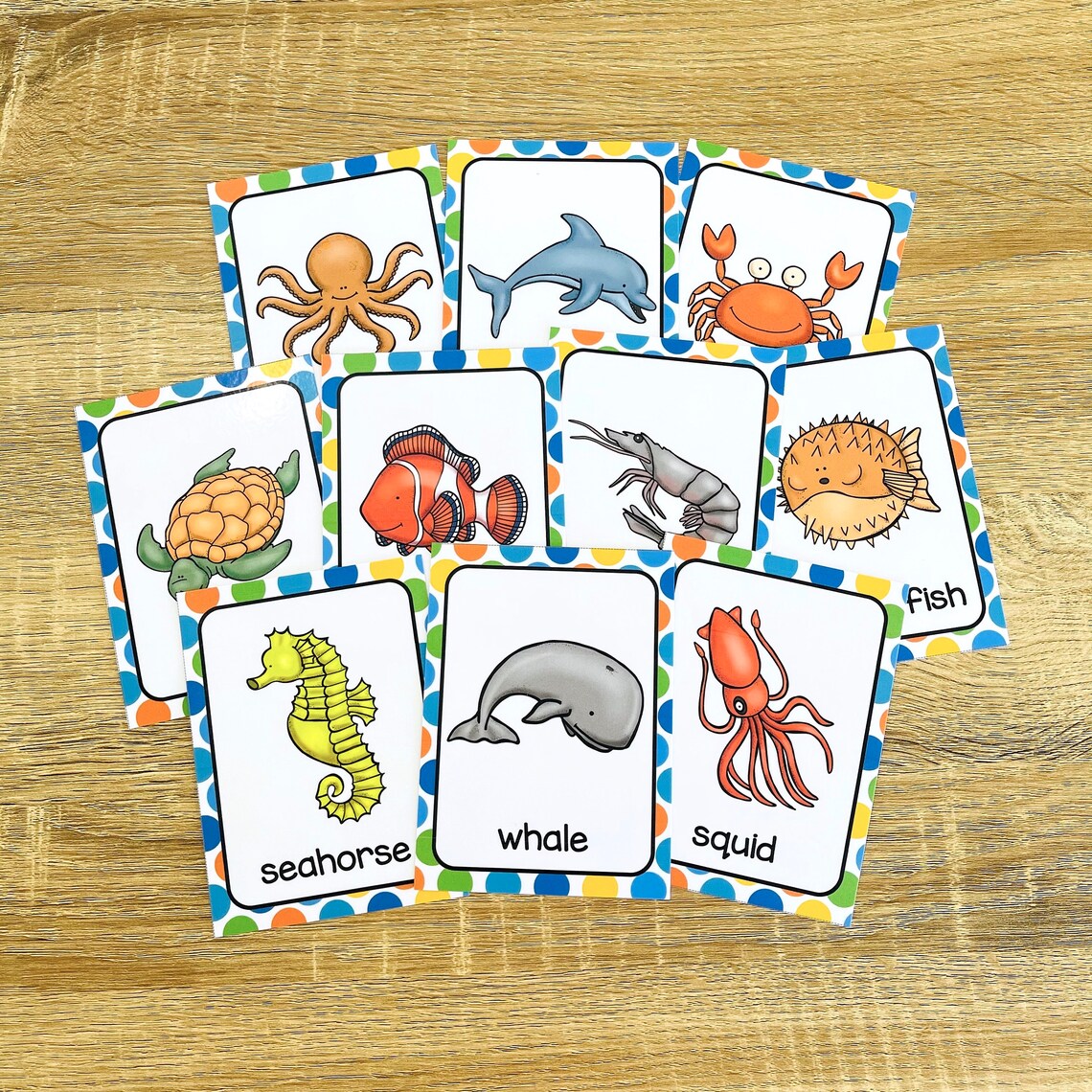 Ocean Animals Flashcards for Kids and ESL Beginners // Printable Online ...