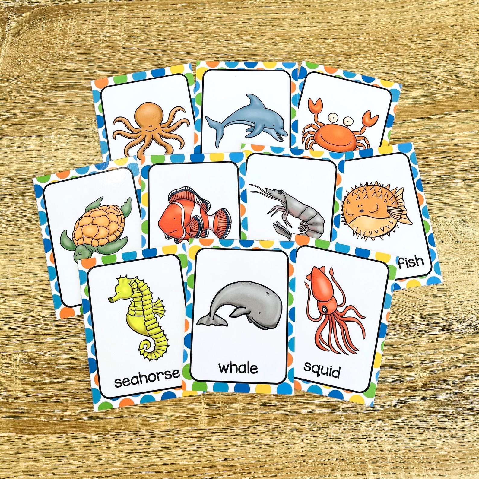 Ocean Animals Flashcards for Kids and ESL Beginners // Printable Online ...
