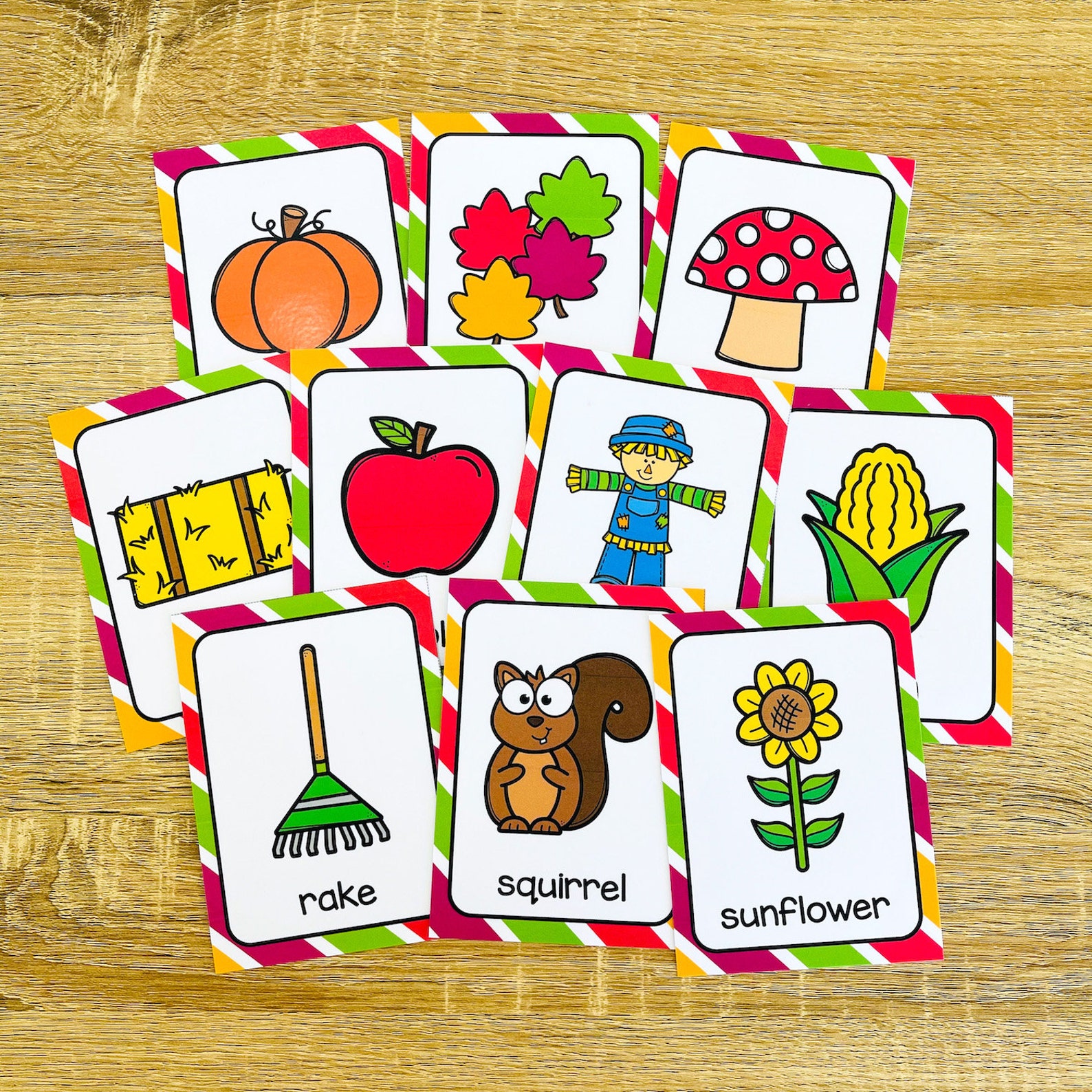 Fall Flashcards for Kids Printable Seasons Flashcards for Kindergarten ...