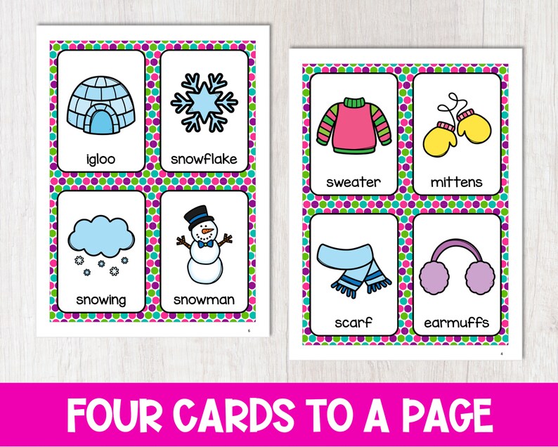 Winter Flashcards for Kids Printable Seasons Flashcards for ...