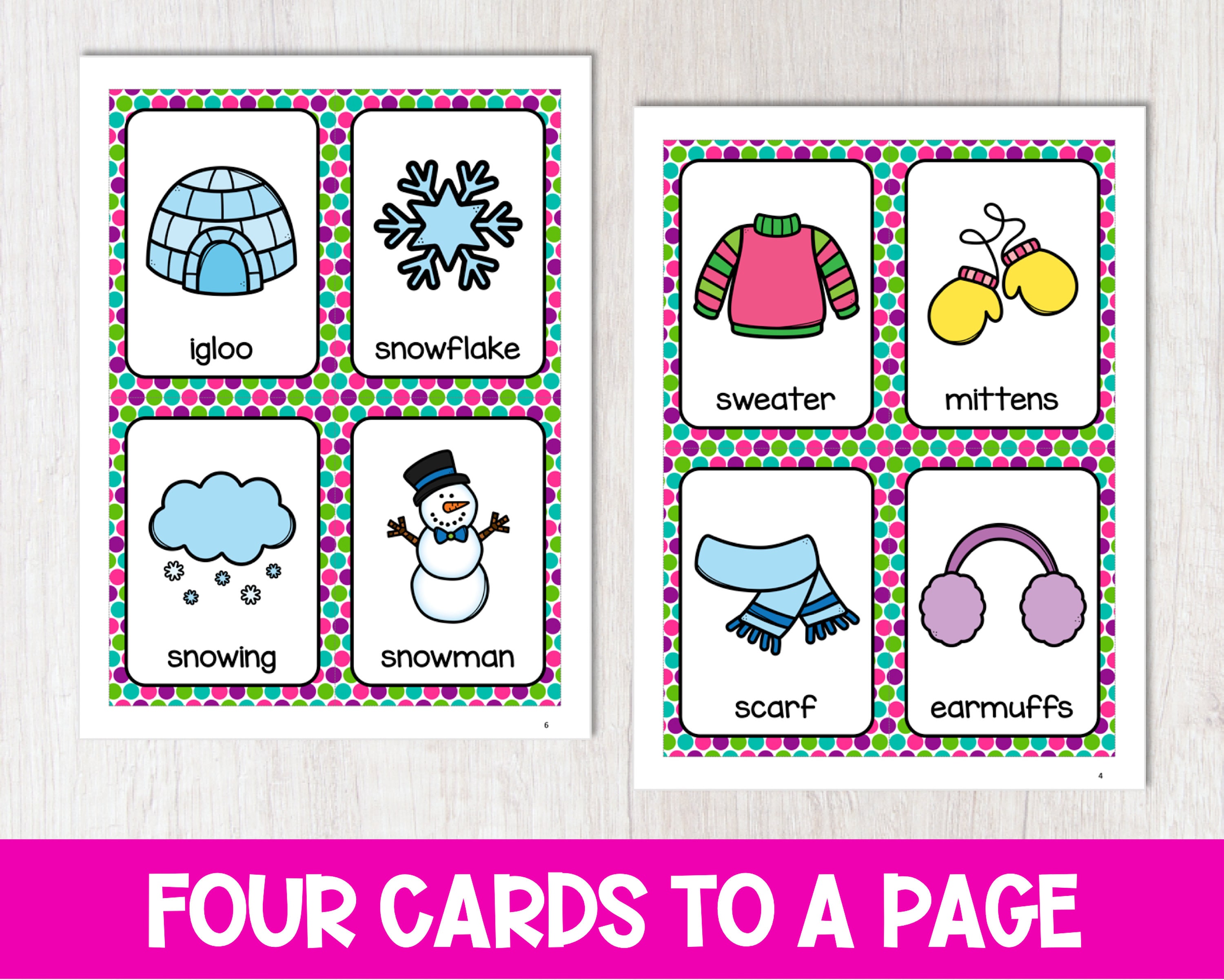 Winter Flashcards for Kids Printable Seasons Flashcards for - Etsy Hong ...