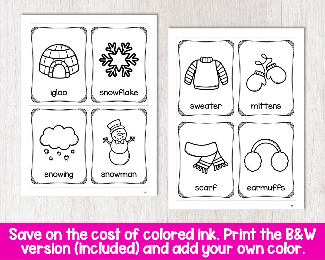 Winter Flashcards for Kids Printable Seasons Flashcards for ...