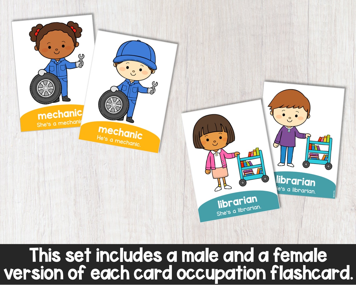 Jobs Flashcards for Kids // Printable Occupations Flashcards Great for ...