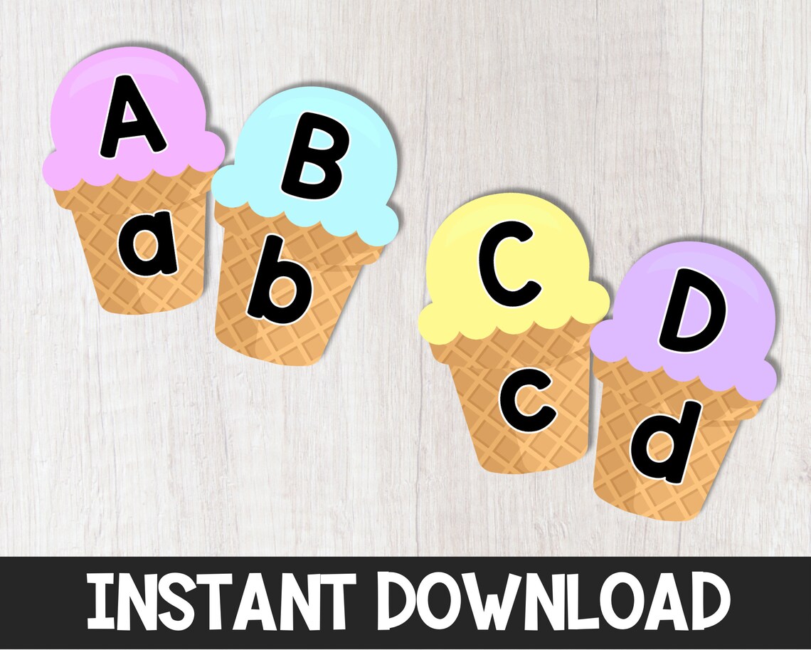 Alphabet Ice Creams - Pastel Colors | Printable Letter Matching ...