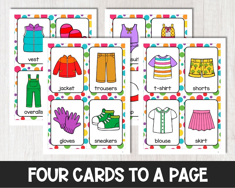 Clothes Flashcards for Kids // Printable Flashcards Great for Toddlers ...