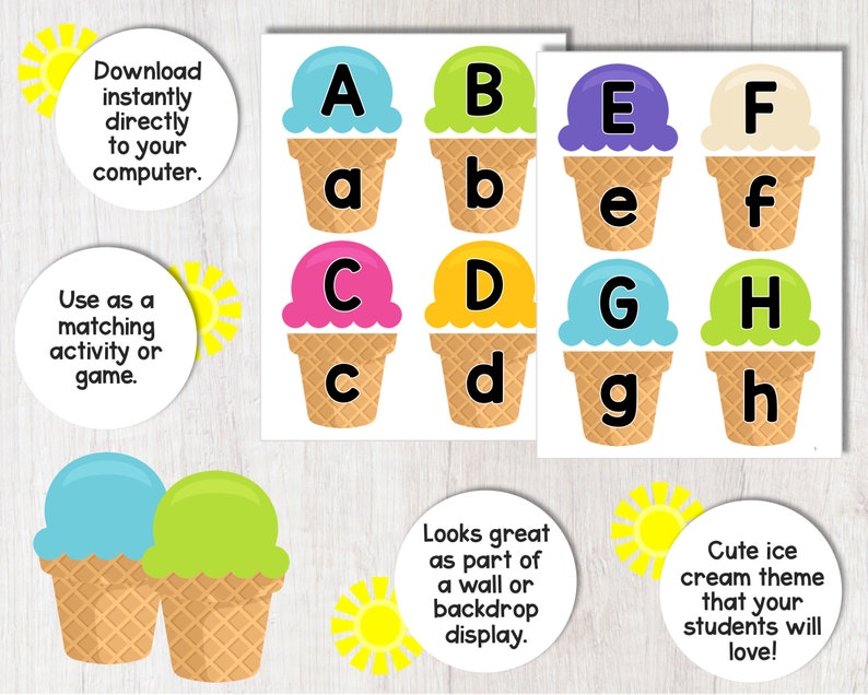 VIPKID Background Display + VIPKID Props | Alphabet Ice Creams - Bright ...