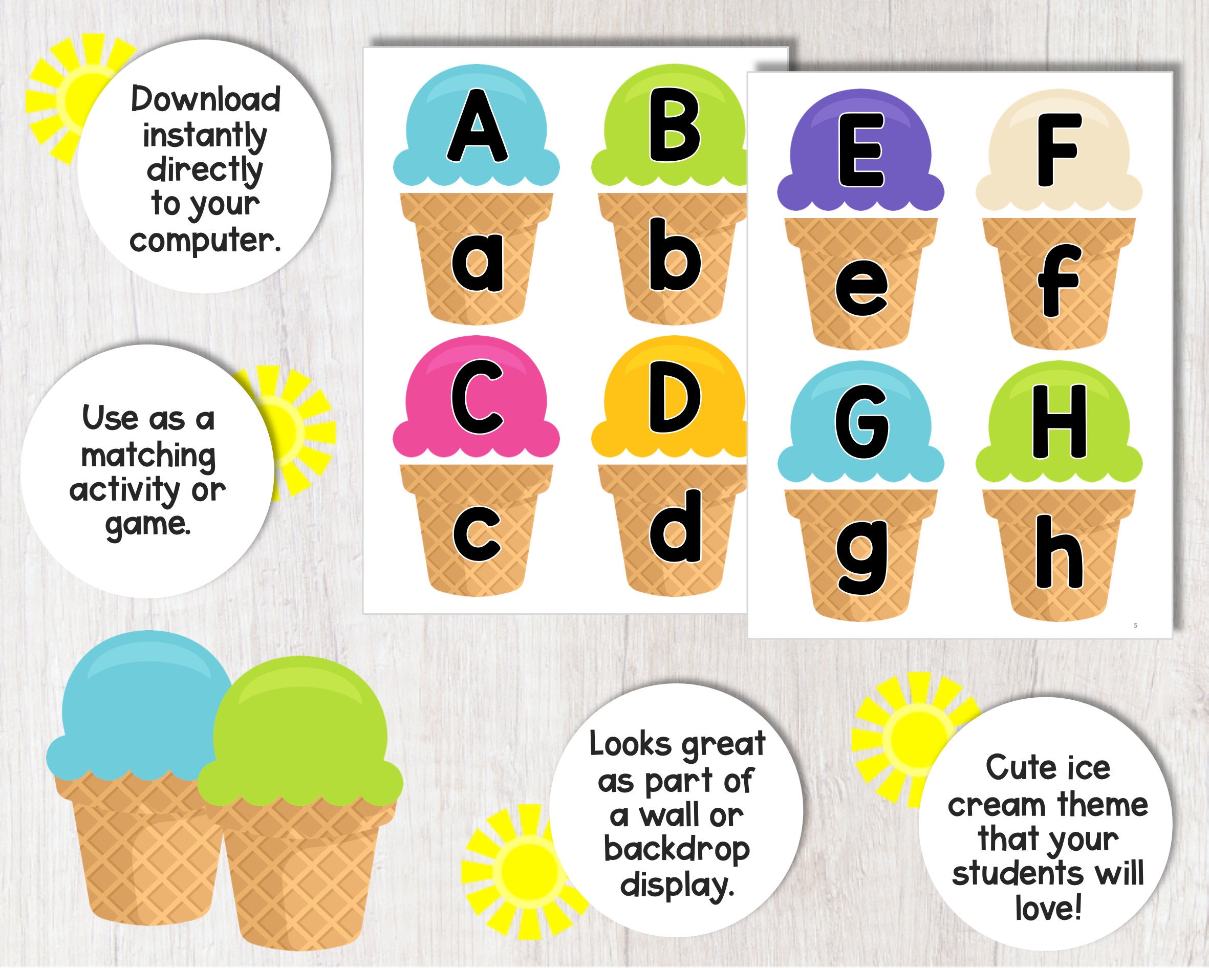 VIPKID Background Display + VIPKID Props | Alphabet Ice Creams - Bright ...