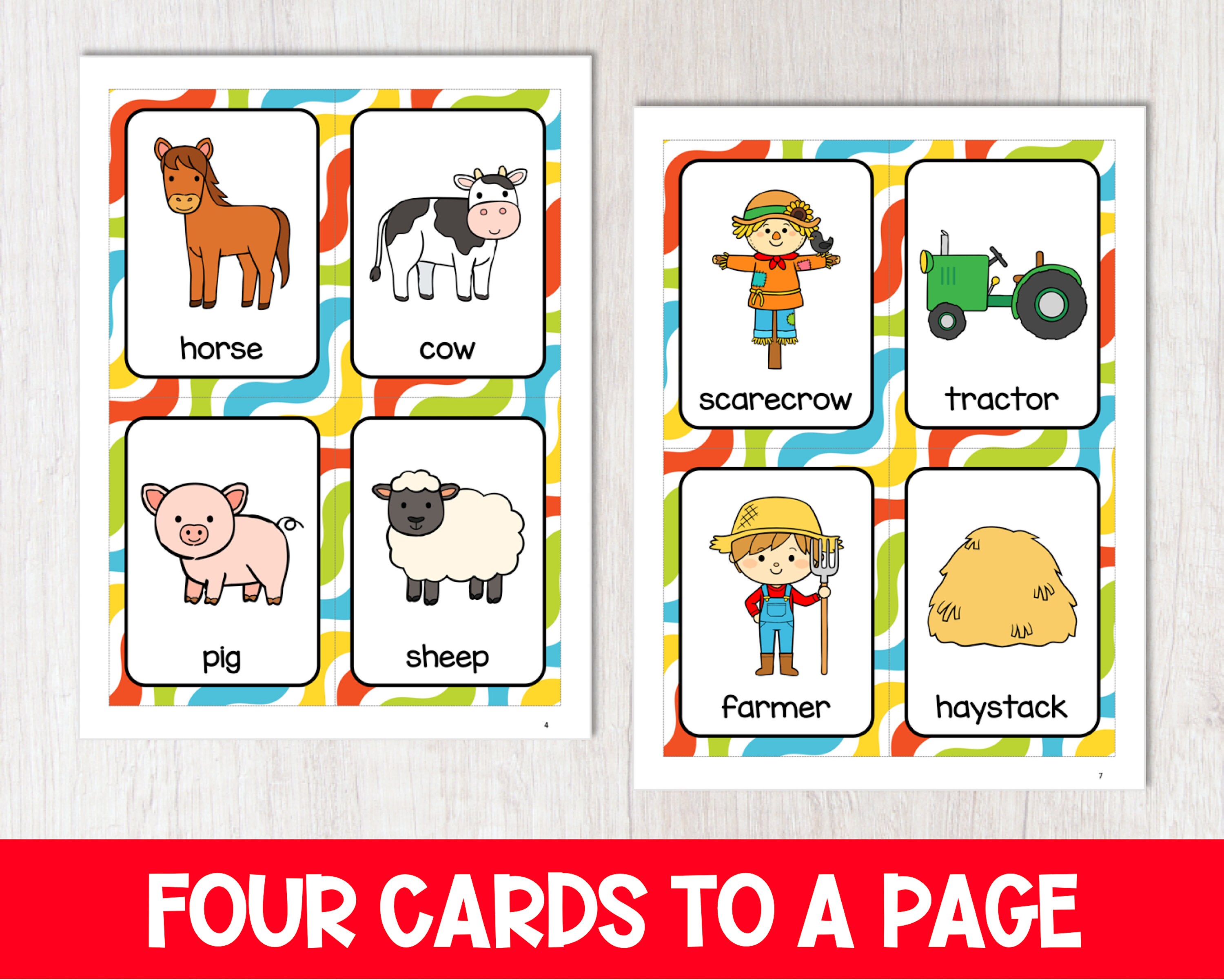 ESL Beginner Flashcards for Kids | Vipkid Props for Teaching Farm ...