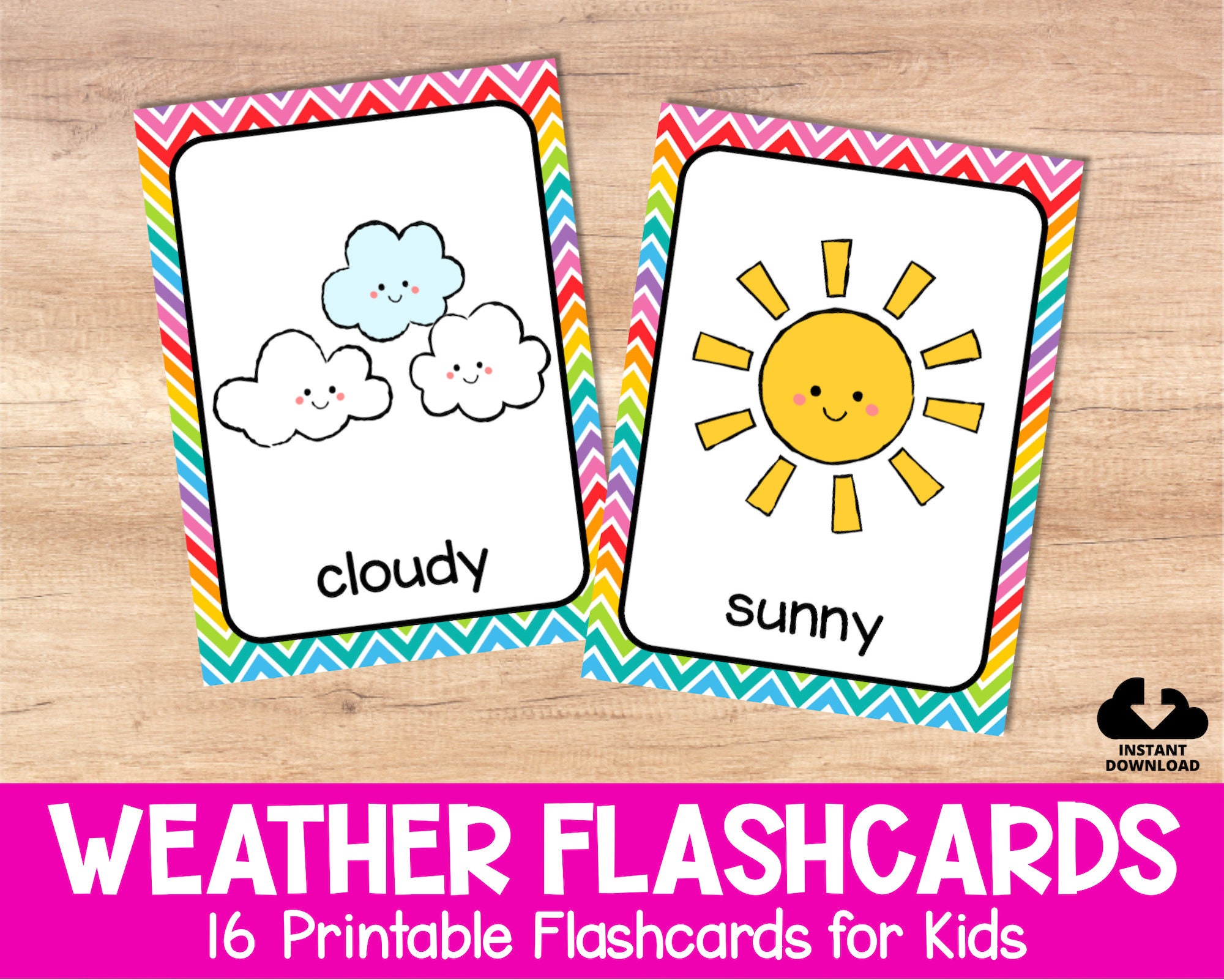 Weather Flashcards for Kids Printable Flashcards for - Etsy
