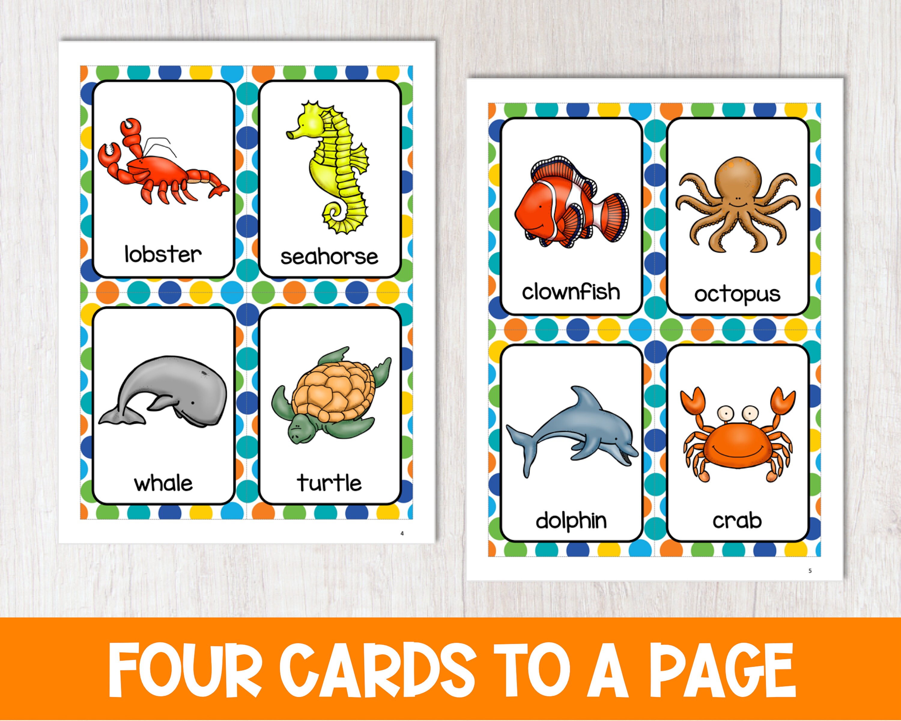 Ocean Animals Flashcards for Kids and ESL Beginners // Printable Online ...