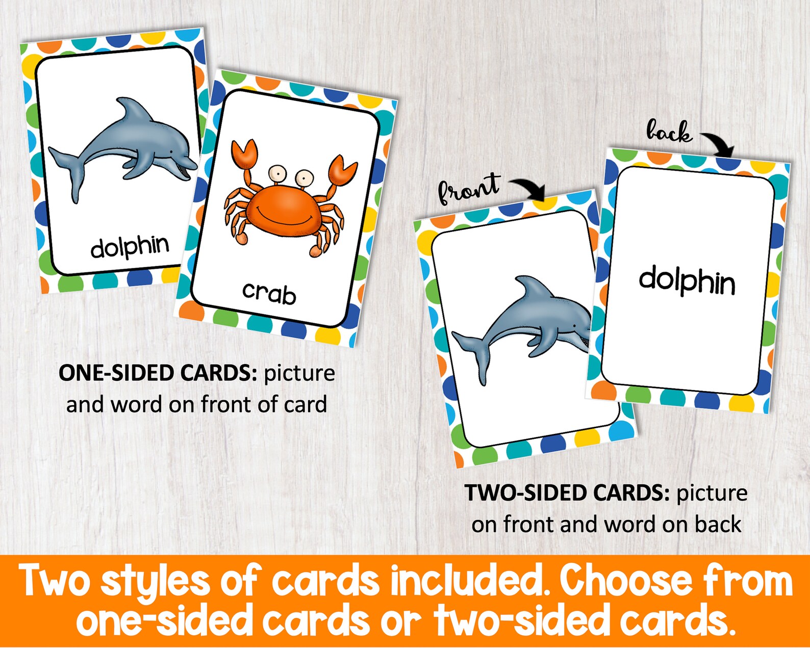 Ocean Animals Flashcards for Kids and ESL Beginners // Printable Online ...