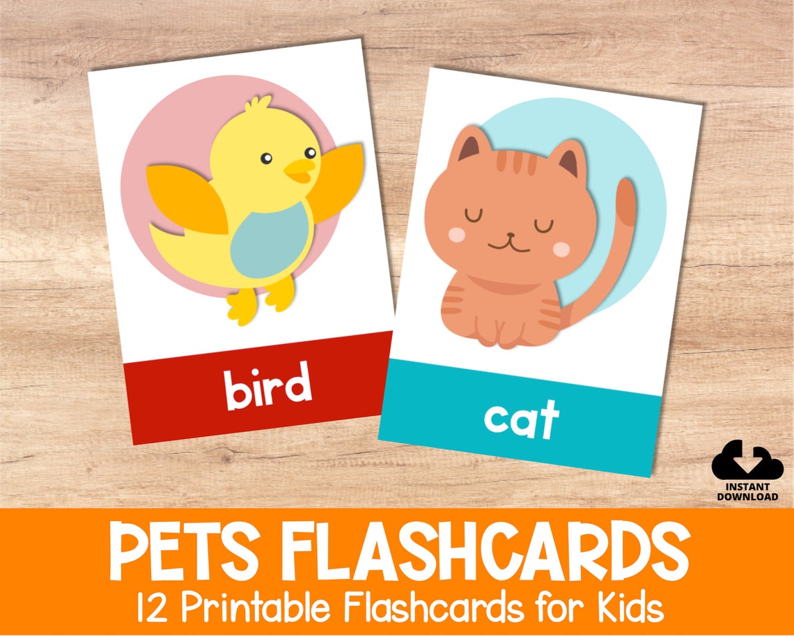 Pets Flashcards for Kids // Printable Animal Flashcards Great - Etsy UK