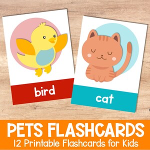 Pets Flashcards for Kids // Printable Animal Flashcards Great for ...