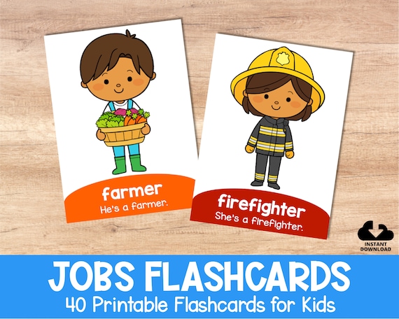 Jobs Flashcards for Kids // Printable Occupations Flashcards - Etsy