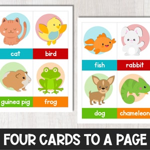Pets Flashcards for Kids // Printable Animal Flashcards Great for ...