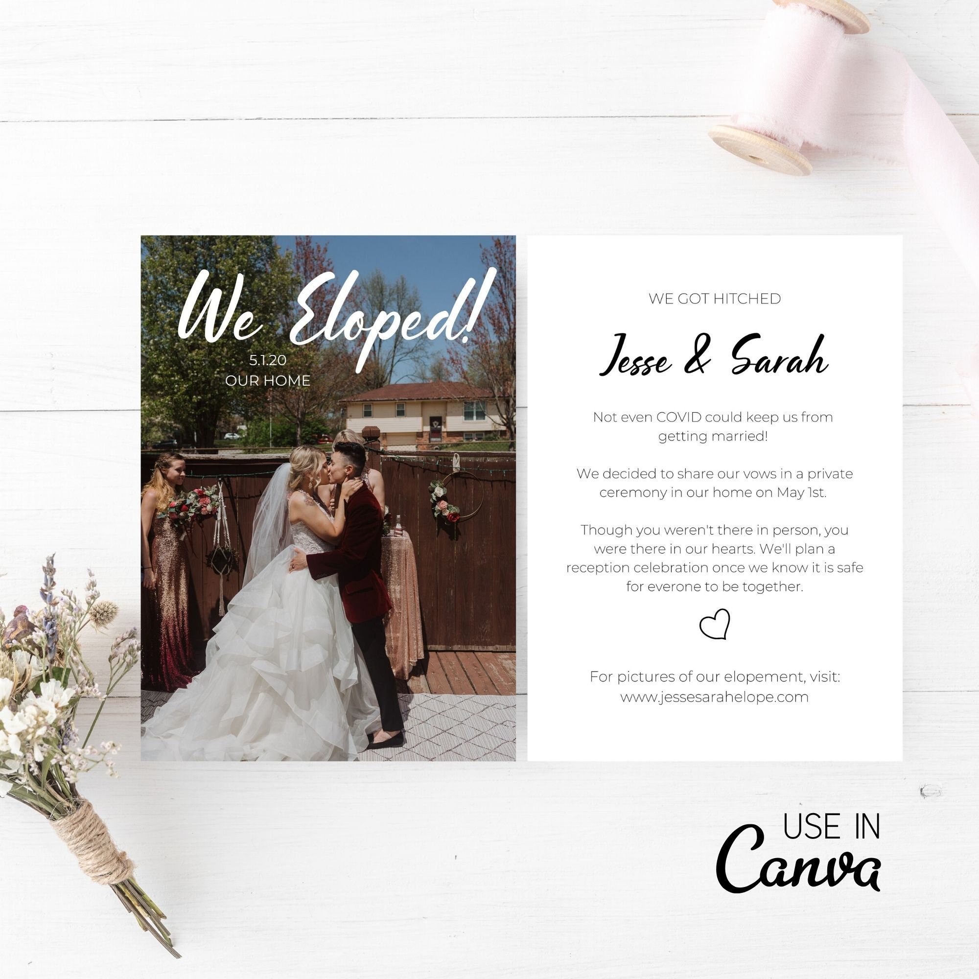 Elopement Announcement Template — Corona Elopement — We Eloped Card ...