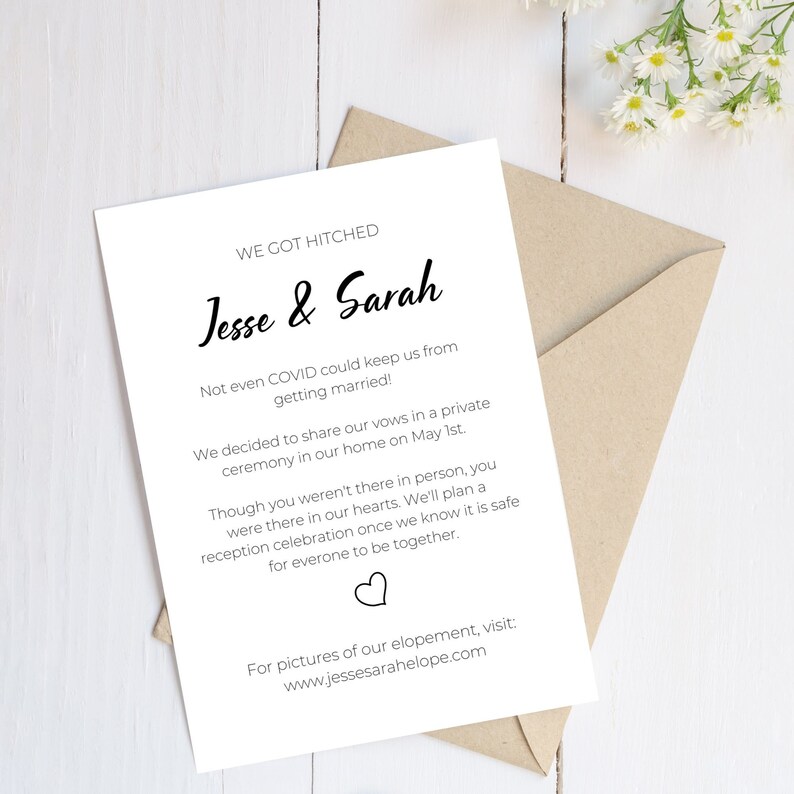 Elopement Announcement Template Corona Elopement We Eloped Etsy