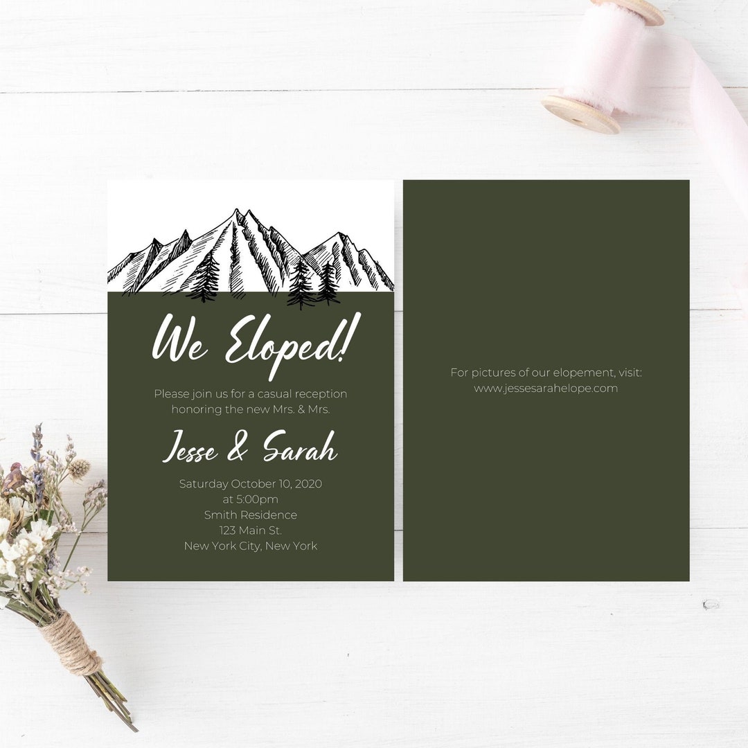 Elopement Reception Invitation Template, Elopement Party Invitation ...