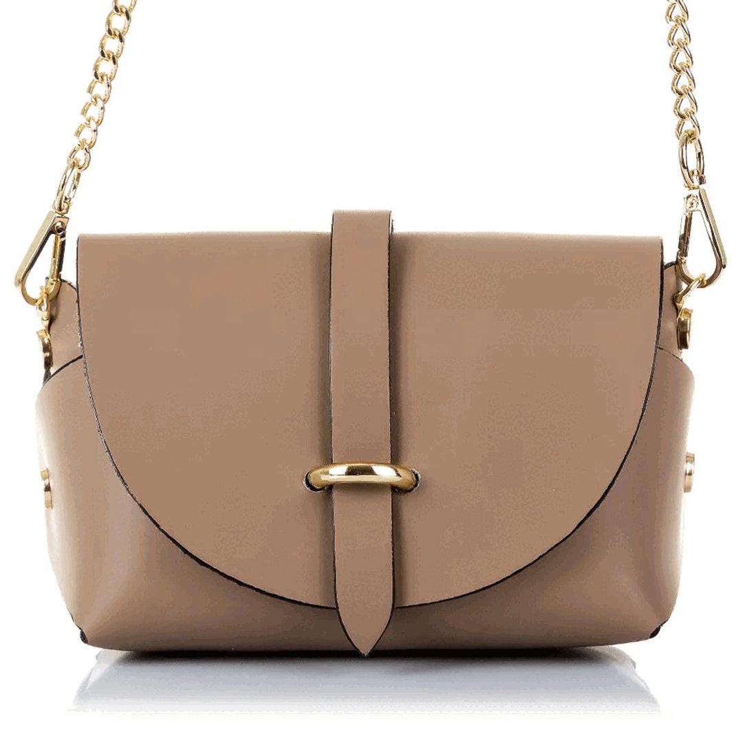 Italian Leather Shoulder Bag With Chain-made in Italy Handcrafted ...