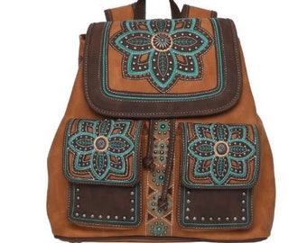 Leather Floral Backpack - Etsy