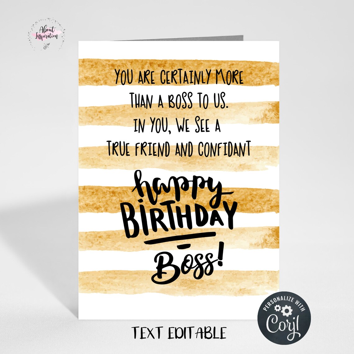Editable Happy Birthday Boss Greeting Card Instant Download | Etsy