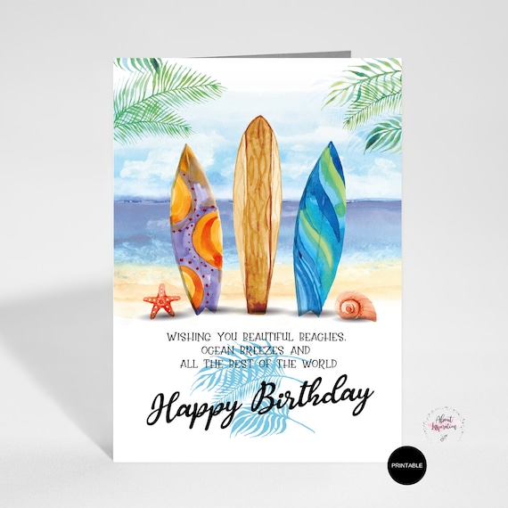 Greeting Cards Paper & Party Supplies Personalised Surfer Birthday Card ...