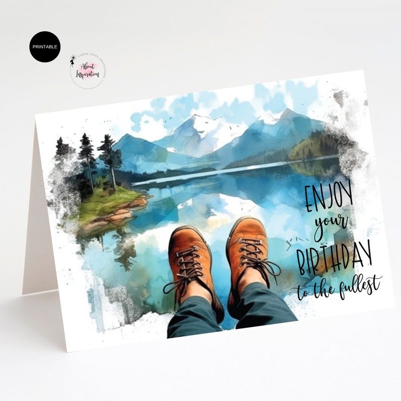 Printable Hiking Birthday Card Enjoy Your Birthday to the - Etsy
