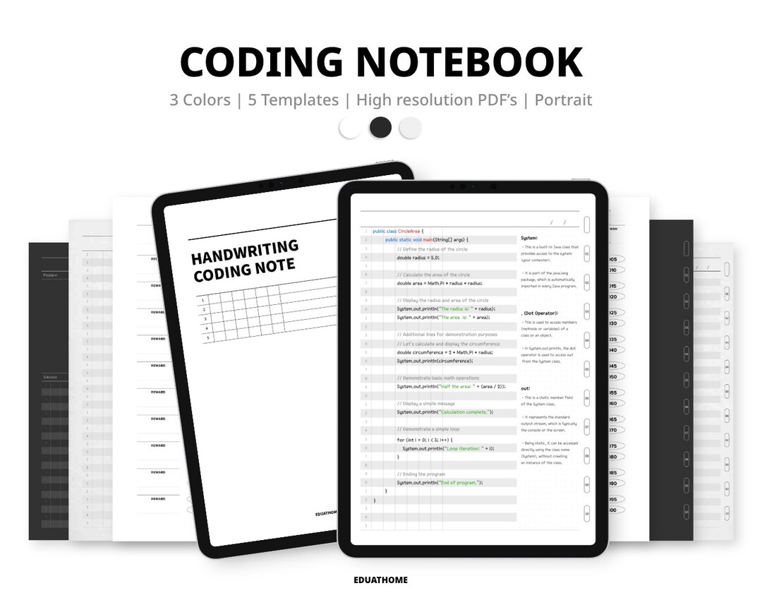 PROGAMMING CODING NOTEBOOK, Goodnotes Templates, Programming Practice ...