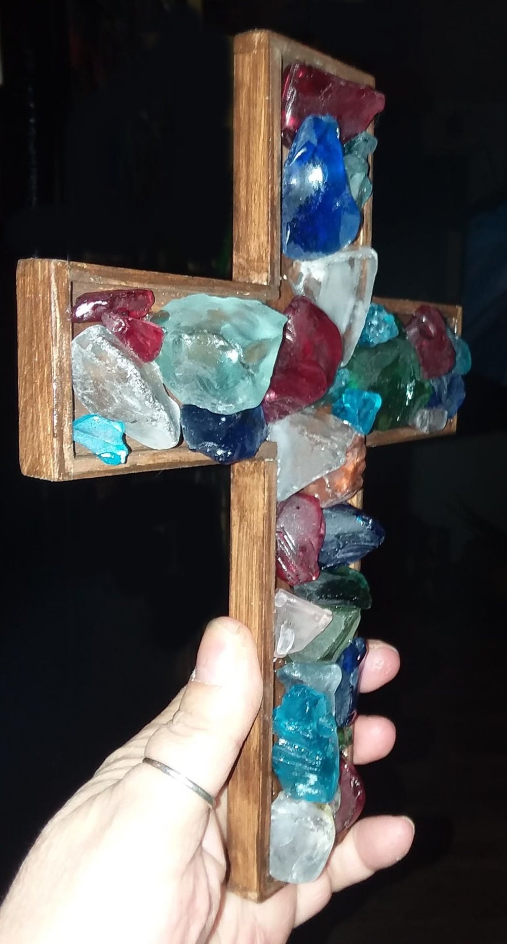 Multicolor Sea Glass Cross Decor With/without Pearls - Etsy