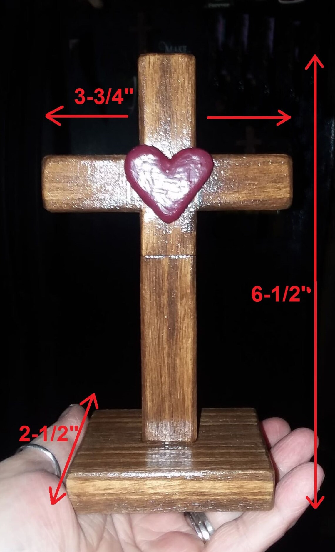 Smooth Wooden Cross on Stand With Heart - Etsy