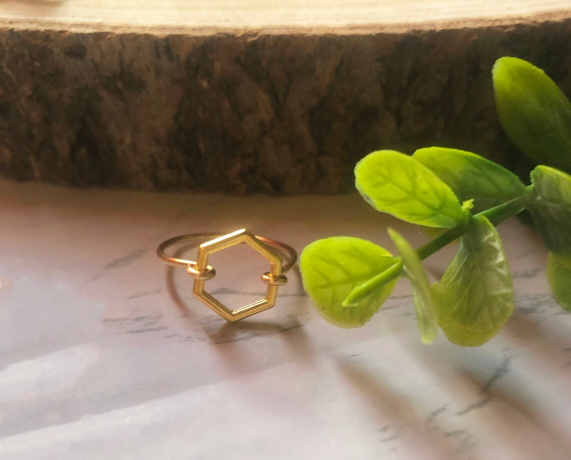 Gold Filled Hexagon Ring - Etsy
