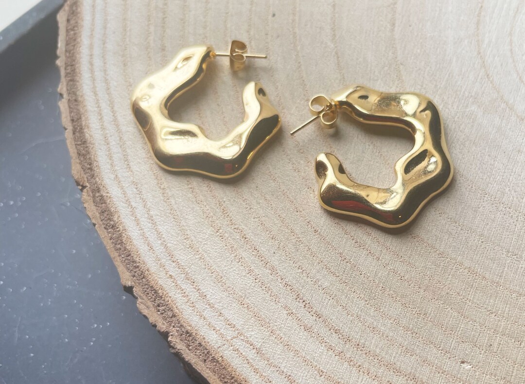 Melted Abstract Hoop Earrings - Etsy