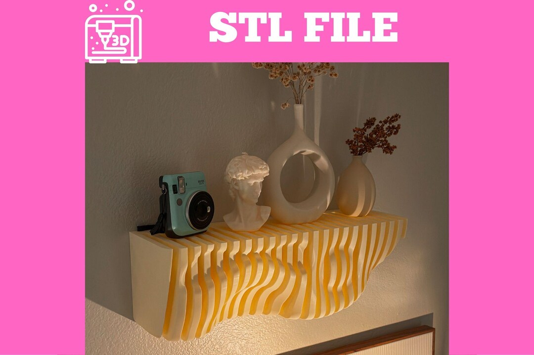 STL FILE: Elegant Wavy Floating Shelf – 3D Printed Decor in Neutral ...