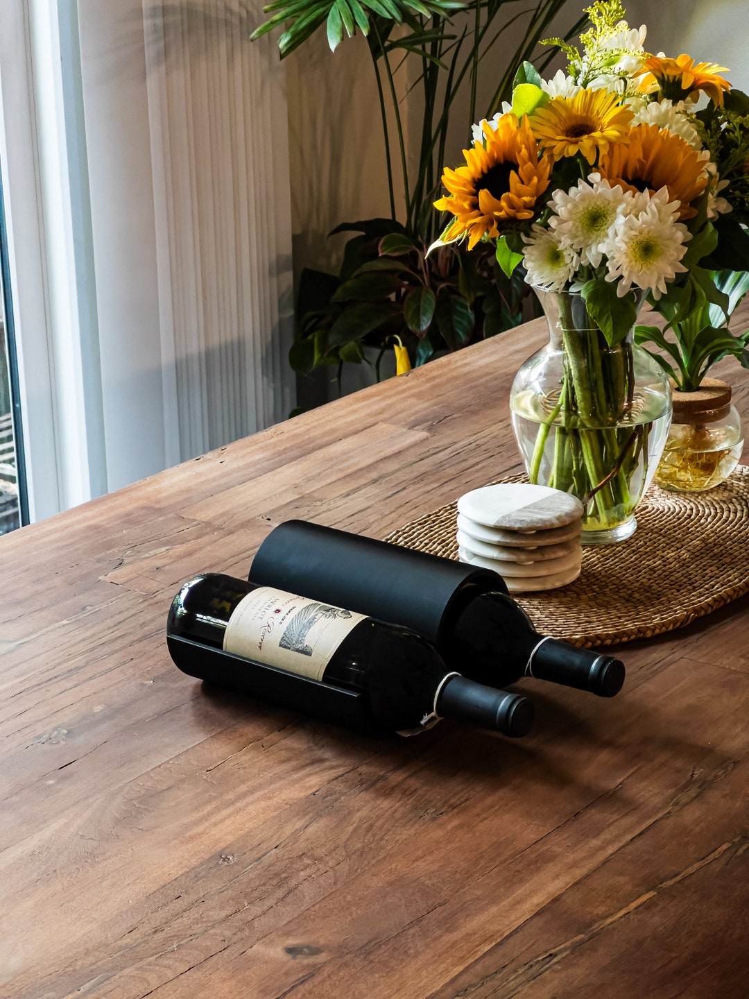 Mid Century Modern Wine Decor- Small Wine Stand - Dark Modern Decor ...