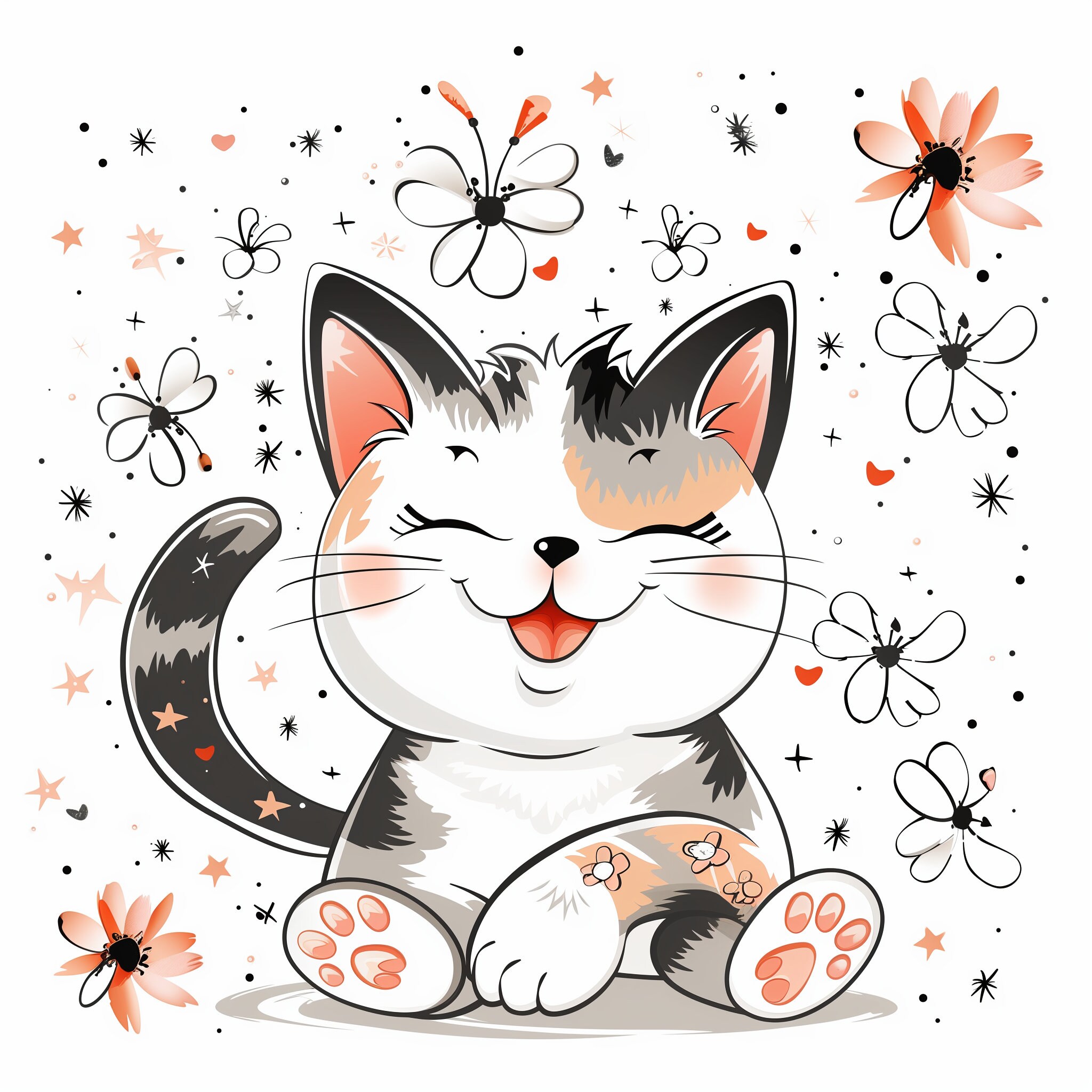 Cat Kitten 5 PNG Printables Digital Art Design Pack, Instant Download ...