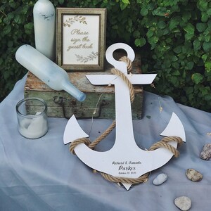 Anchor Wedding Guest Book Nautical Wedding Sign Navy Wedding | Etsy