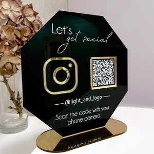 Custom QR Code Wifi Sign, Scan to Pay Sign, Social Media Sign, Hexagon ...